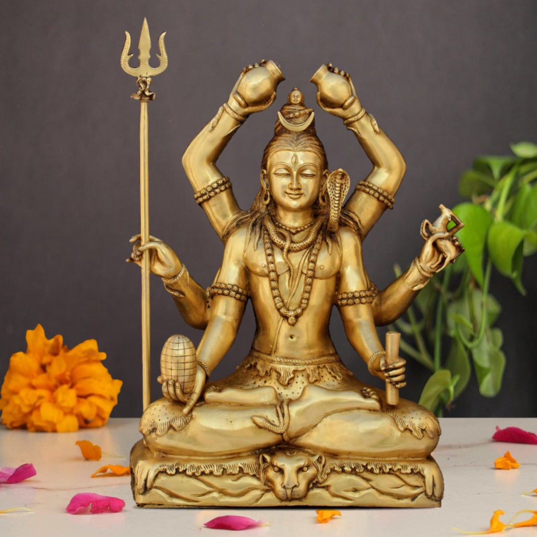 Buy Brass Shiva Statue, 31 Lord Shiva Statue, Large Six Hand Mahadev ...