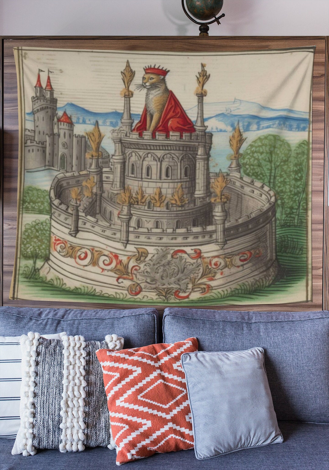 Medieval Manuscript Vintage Tapestry Wall Hanging, European Art Style ...