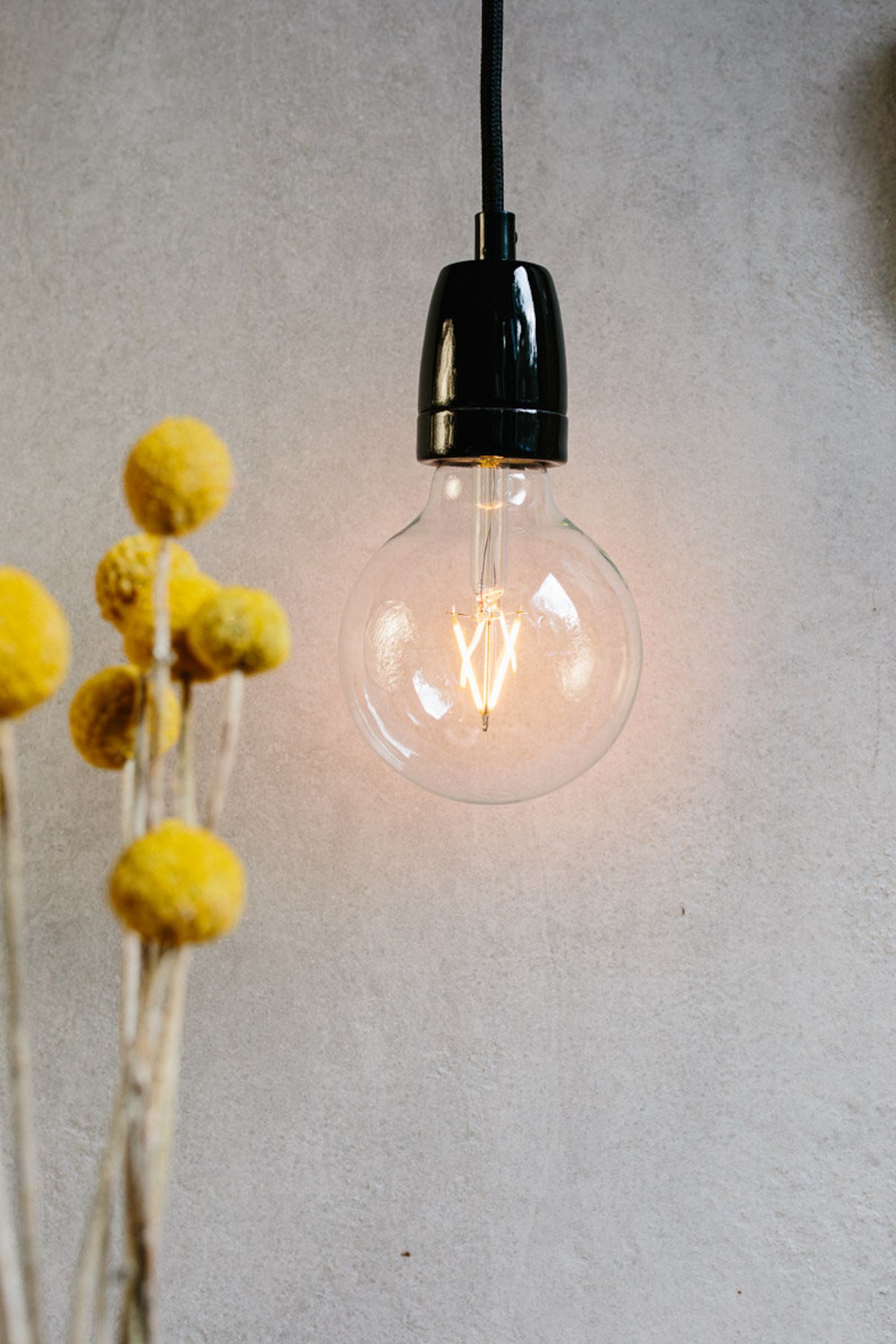 Porcelain Hanging Lamp Holder for E27 Light Bulb / Black & White - Etsy