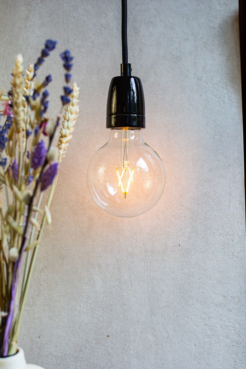 Porcelain Hanging Lamp Holder for E27 Light Bulb / Black & White - Etsy