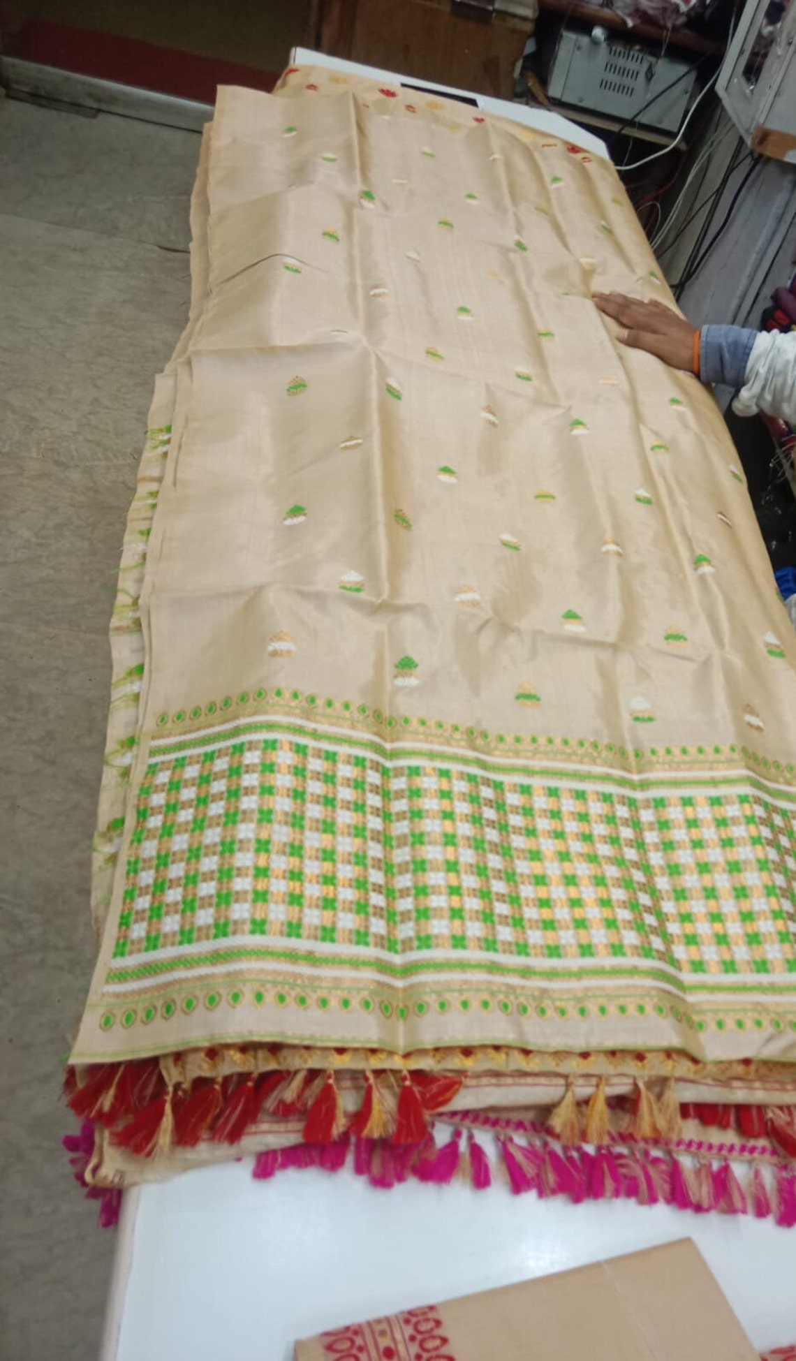 Assamese Traditional Dress Mekhla Sador Gold and Green for Women/assam ...