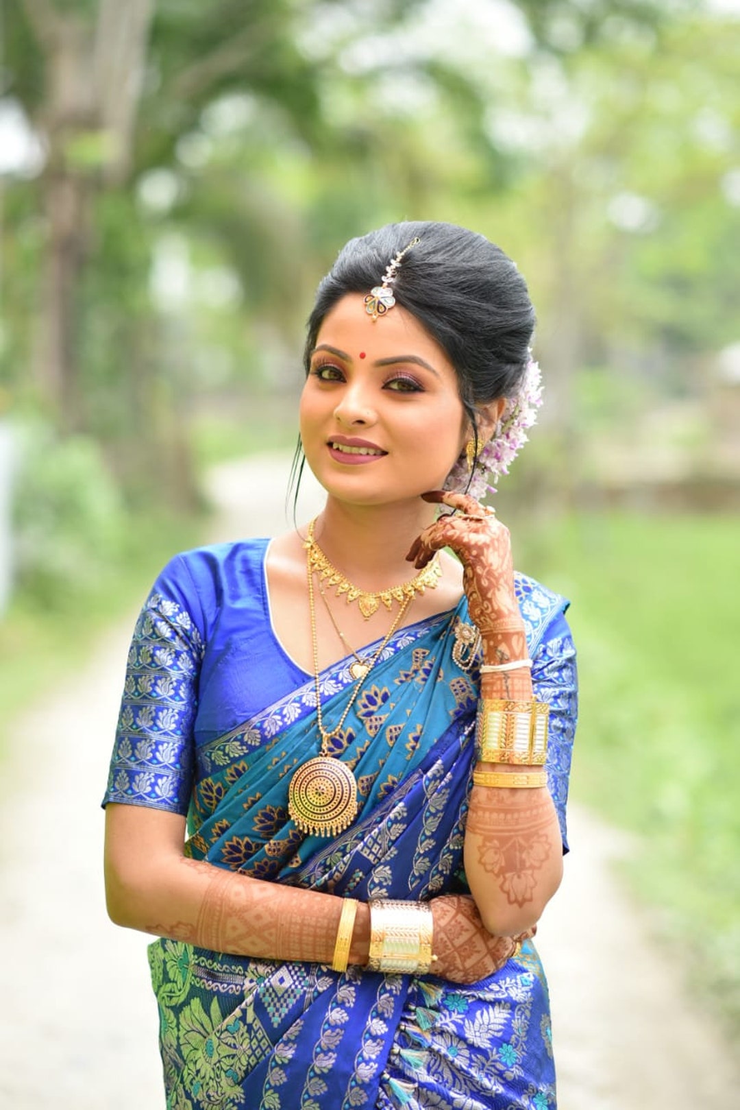 Assamese Traditional Dress Mekhla Sador Blue for Women/assam Silk - Etsy