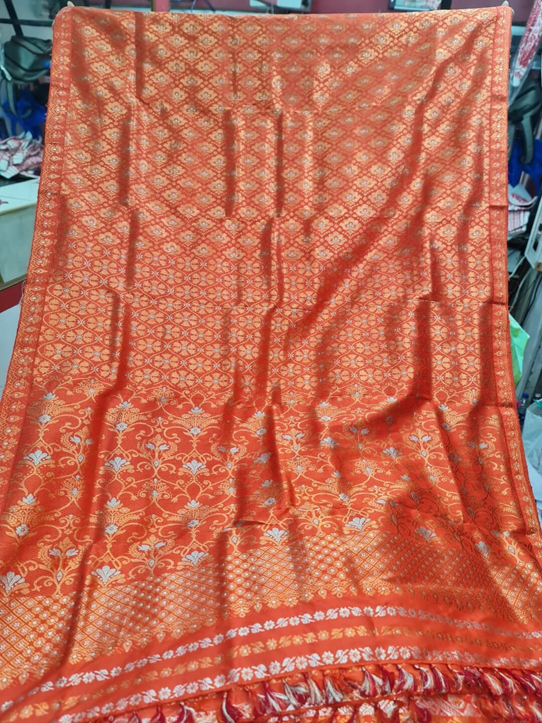 Assamese Traditional Dress Mekhla Sador Orange for Women Assam Silk - Etsy