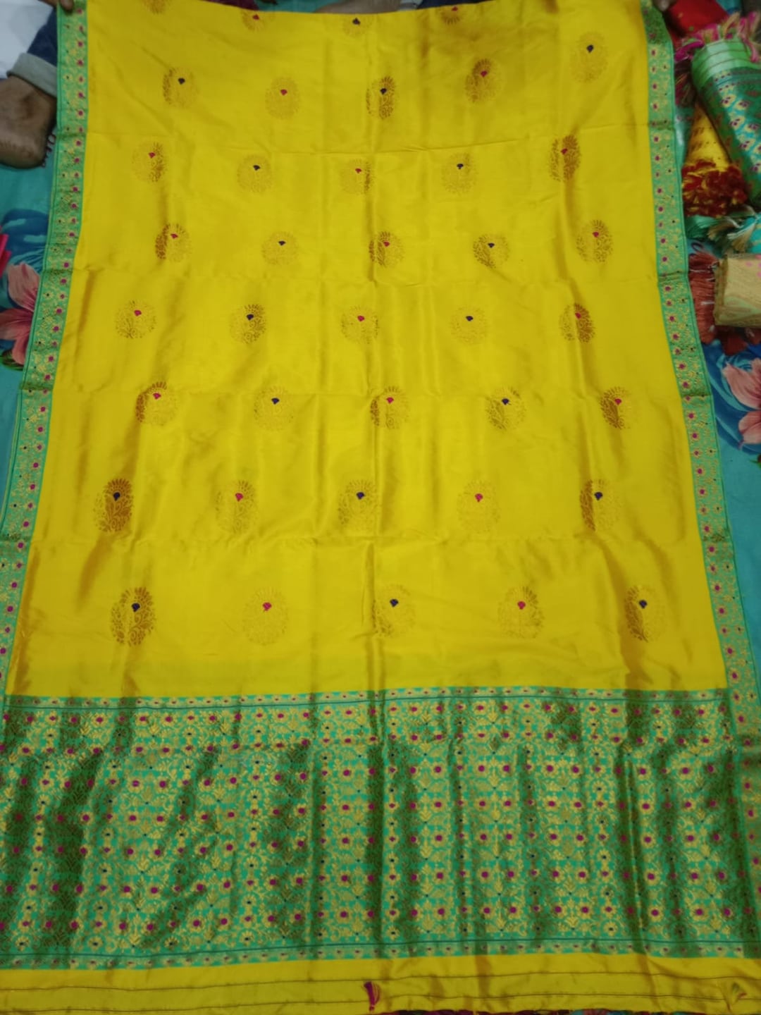 Mulberry Silk Dress Mekhla Sador Yellow and Green for Women From Assam ...