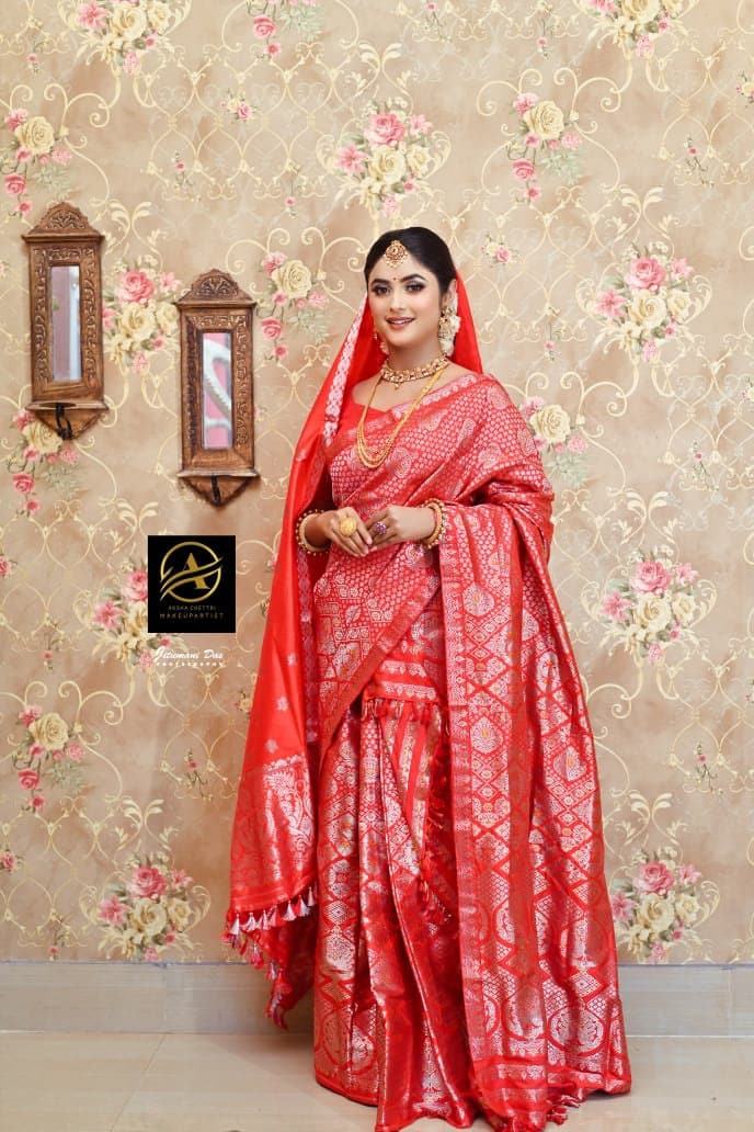Assamese Traditional Dress Mekhla Sador Red for Women Assam Silk - Etsy