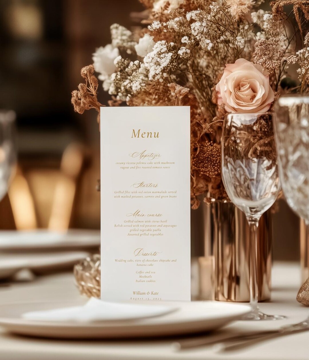 Wedding Menu Template, Classic, Elegant & Simple , Wedding Table Menu ...