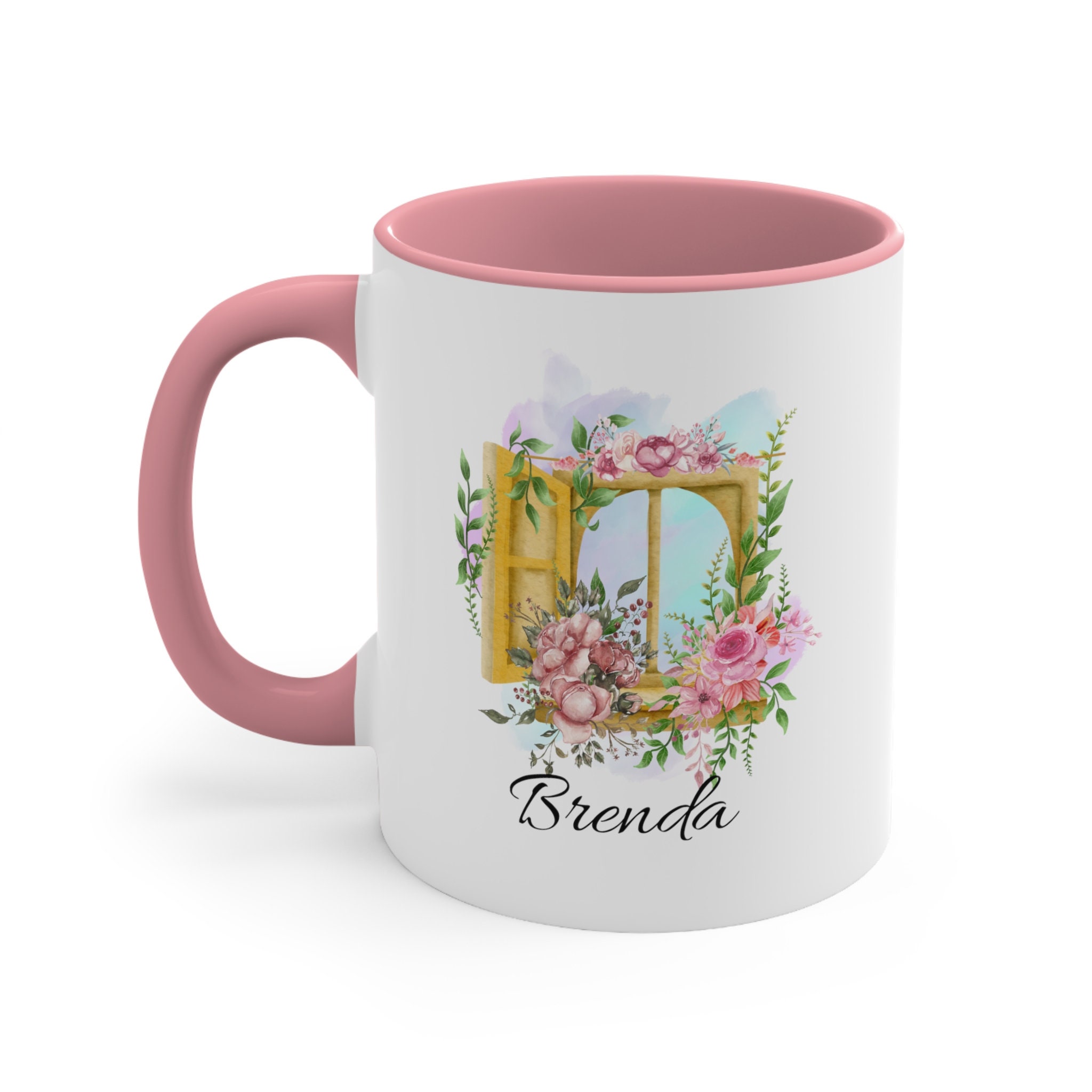 Personalized Flowers Window Mug, Flowers Window Coffee Mug, Custom Name ...