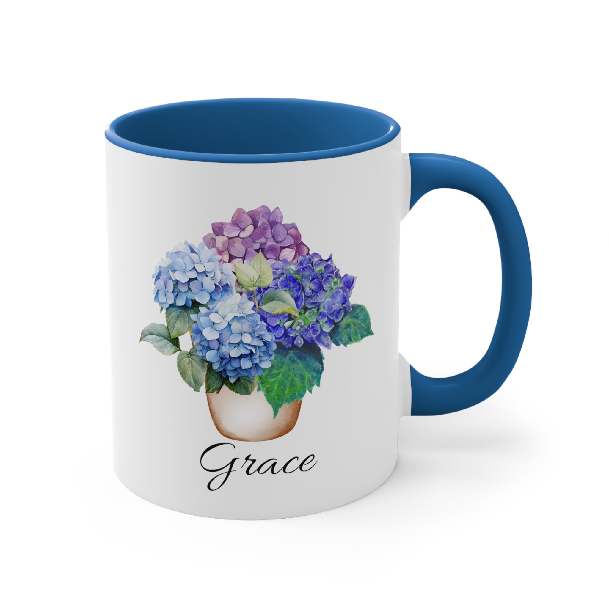 Hydrangeas Coffee Mug, Personalized Flowers Mug, Custom Hydrangeas Mug ...