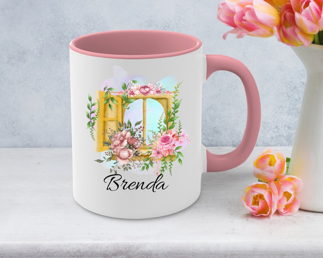 Personalized Flowers Window Mug, Flowers Window Coffee Mug, Custom Name ...