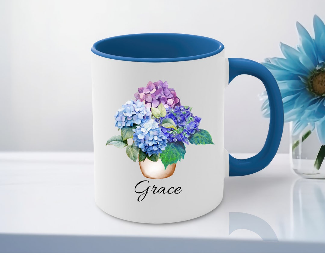 Hydrangeas Coffee Mug, Personalized Flowers Mug, Custom Hydrangeas Mug, Hydrangeas Lover, Gift ...