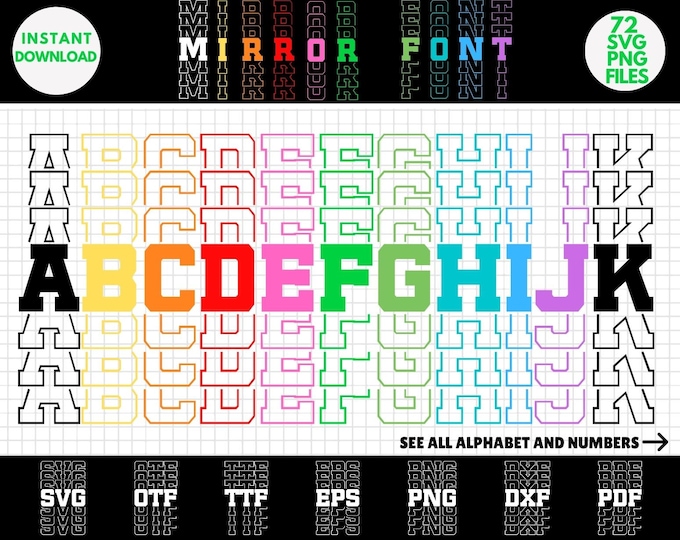 Mirror Font Svg , Stacked Font Svg , Mirrored Letters Svg , Mirror ...