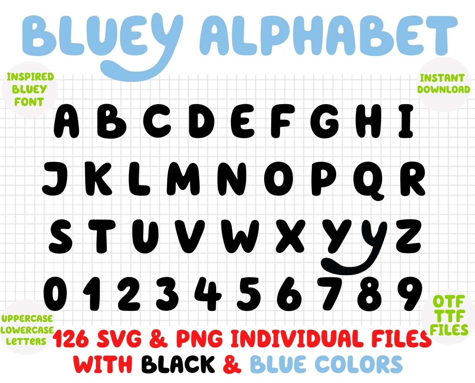 Bluey Alphabet SVG Bluey Font SVG Bluey SVG Bluey Font - Etsy UK
