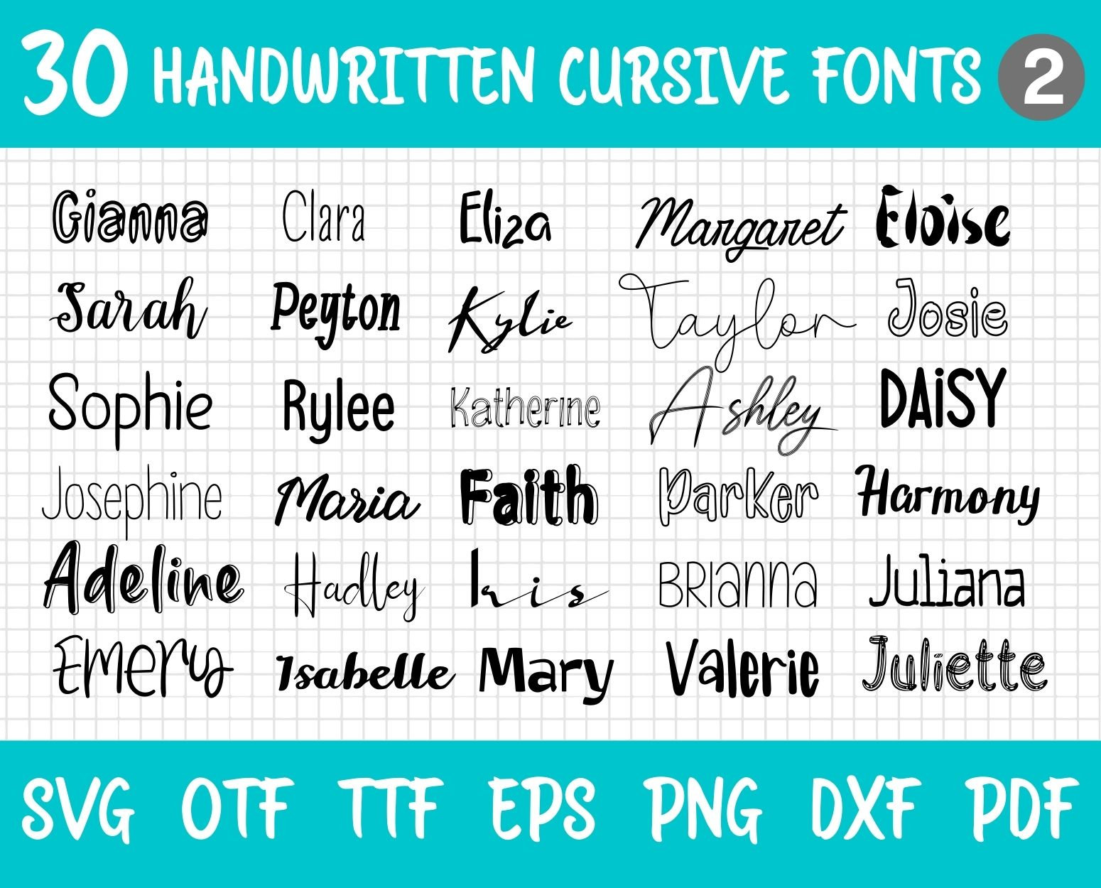 30 Handwritten Fonts, Font Bundle, Cursive Font SVG, SVG Fonts ...