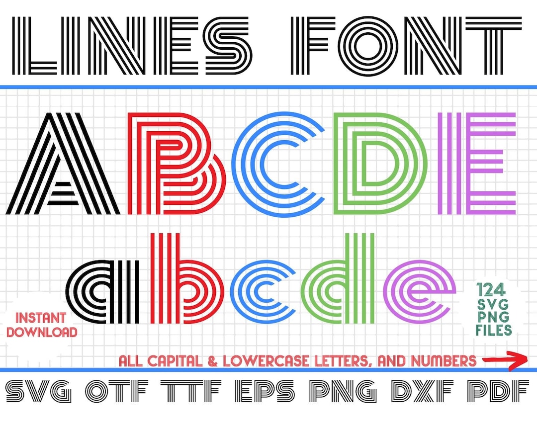 Lines Font SVG, Lines Font, Line Font, Round Font PNG, Round Letters ...