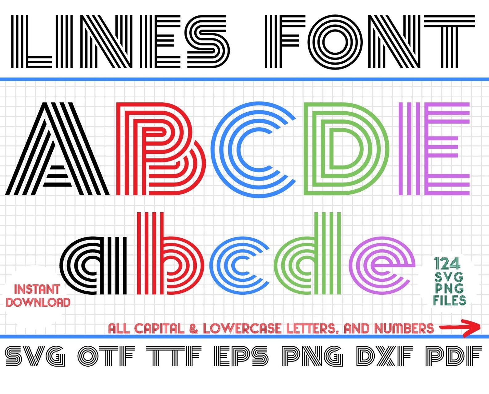 Lines Font SVG, Lines Font, Line Font, Round Font PNG, Round Letters ...