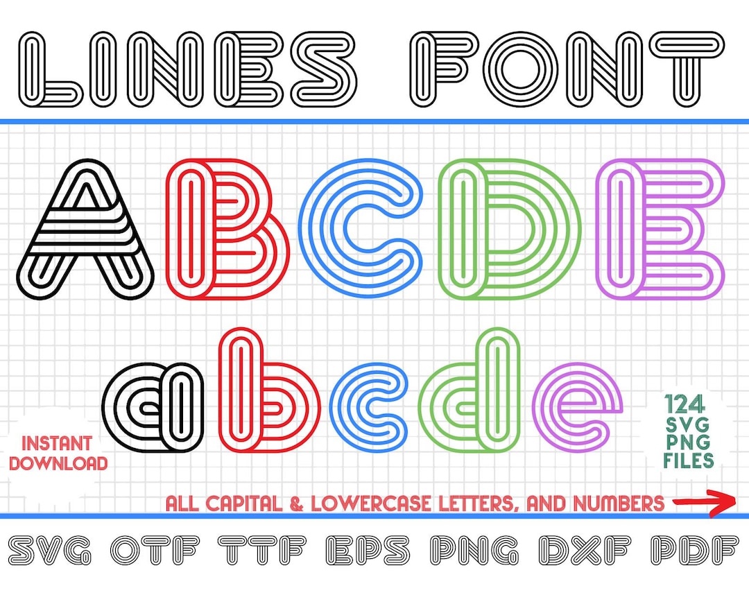 Round Font, Round Font SVG, Lines Font, Round Font PNG, Round Letters ...