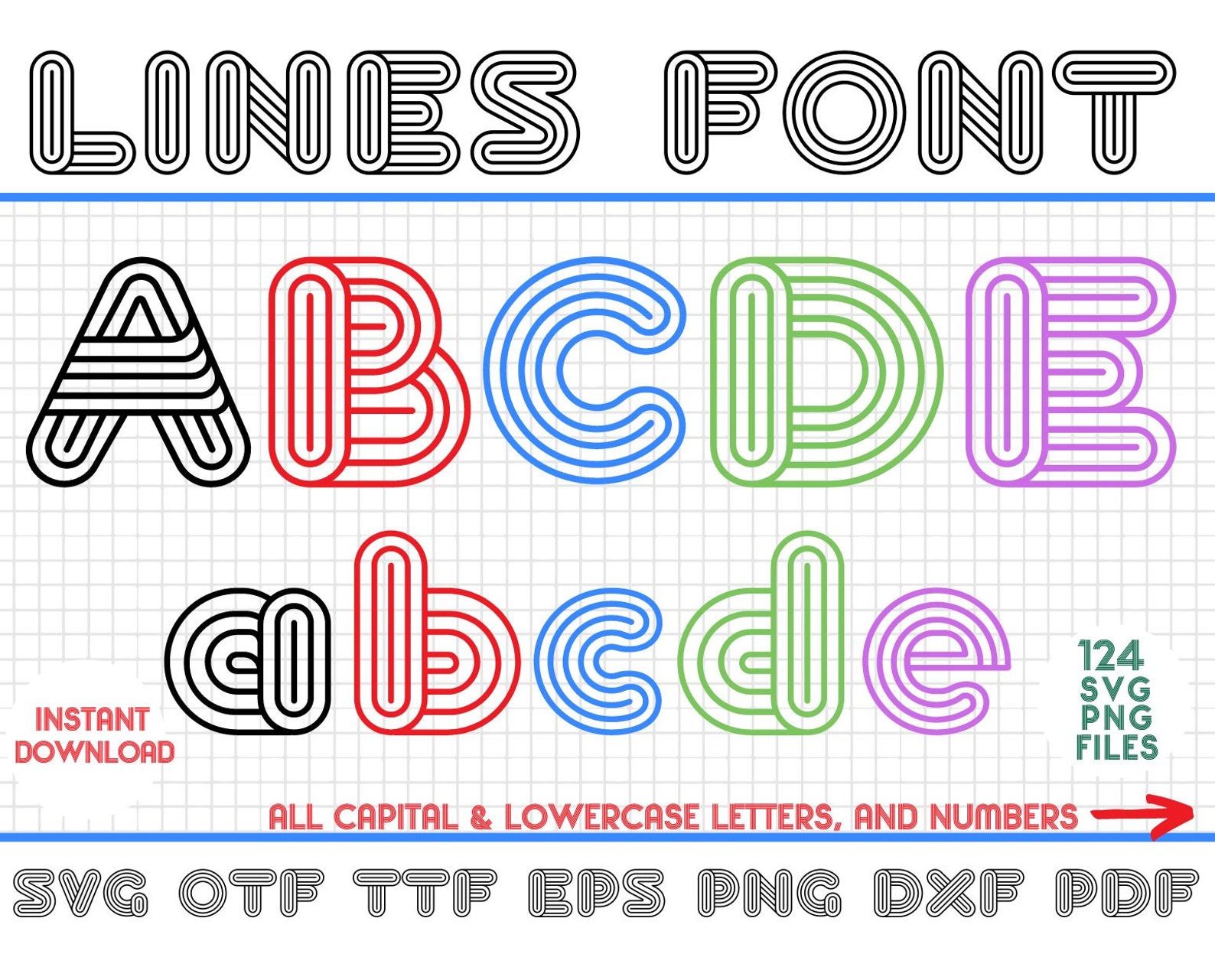 Round Font, Round Font SVG, Lines Font, Round Font PNG, Round Letters ...