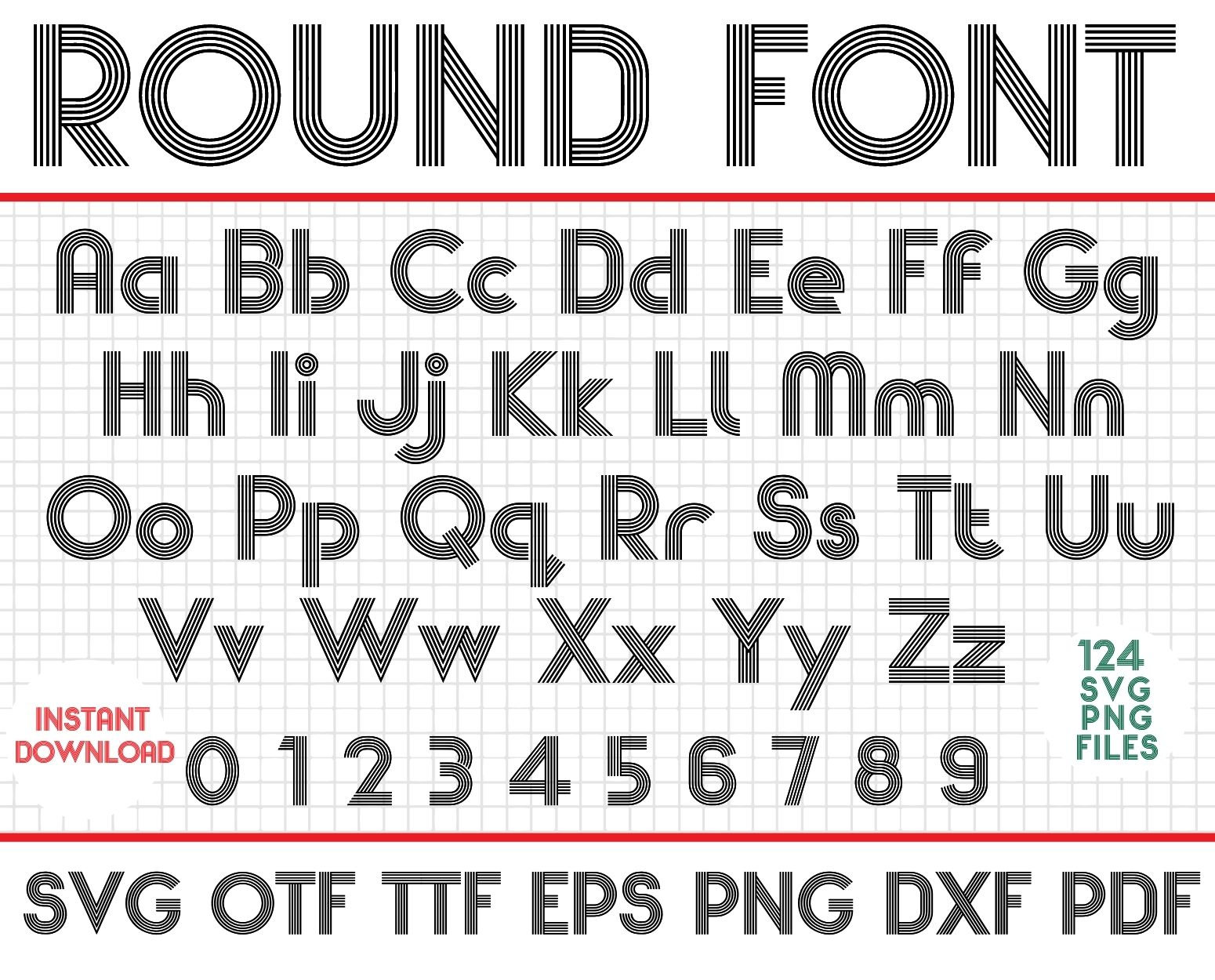 Round Font, Round Font SVG, Round Font PNG, Round Letters SVG, Round ...