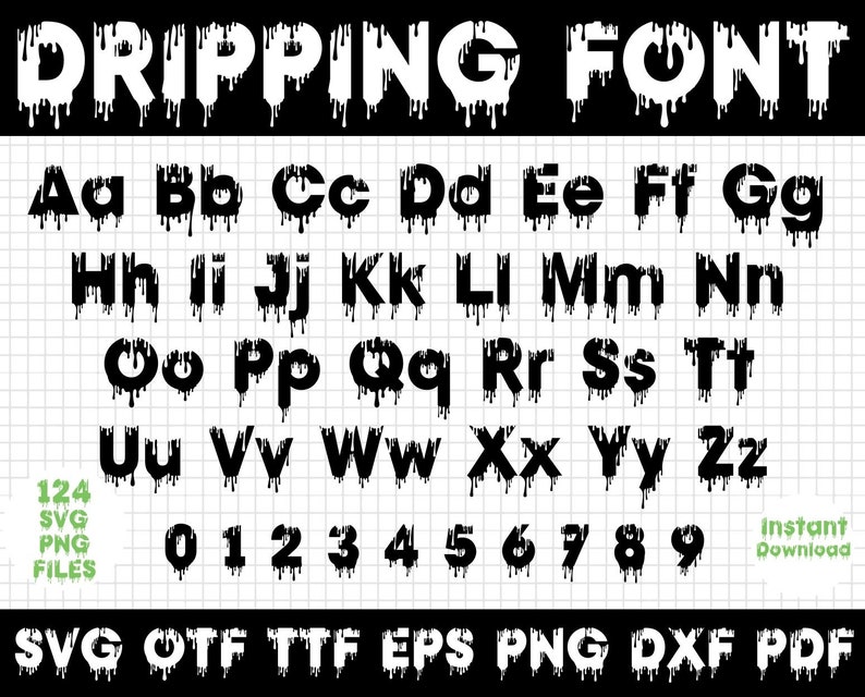 Dripping Font SVG, Dripping Font, Horror Font SVG, Horror SVG, Spooky ...