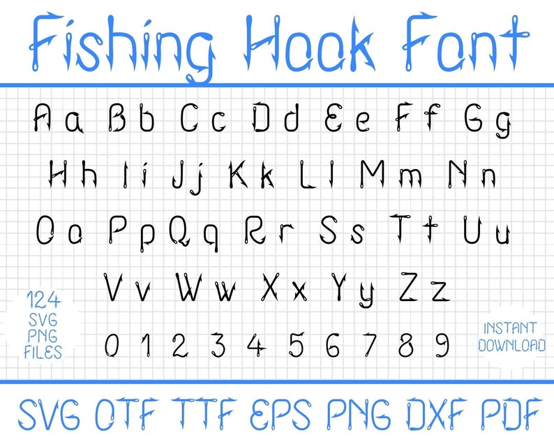 Fishing SVG Font, Fishing Font, Fish Hook Font, Fishing SVG, Fishing ...