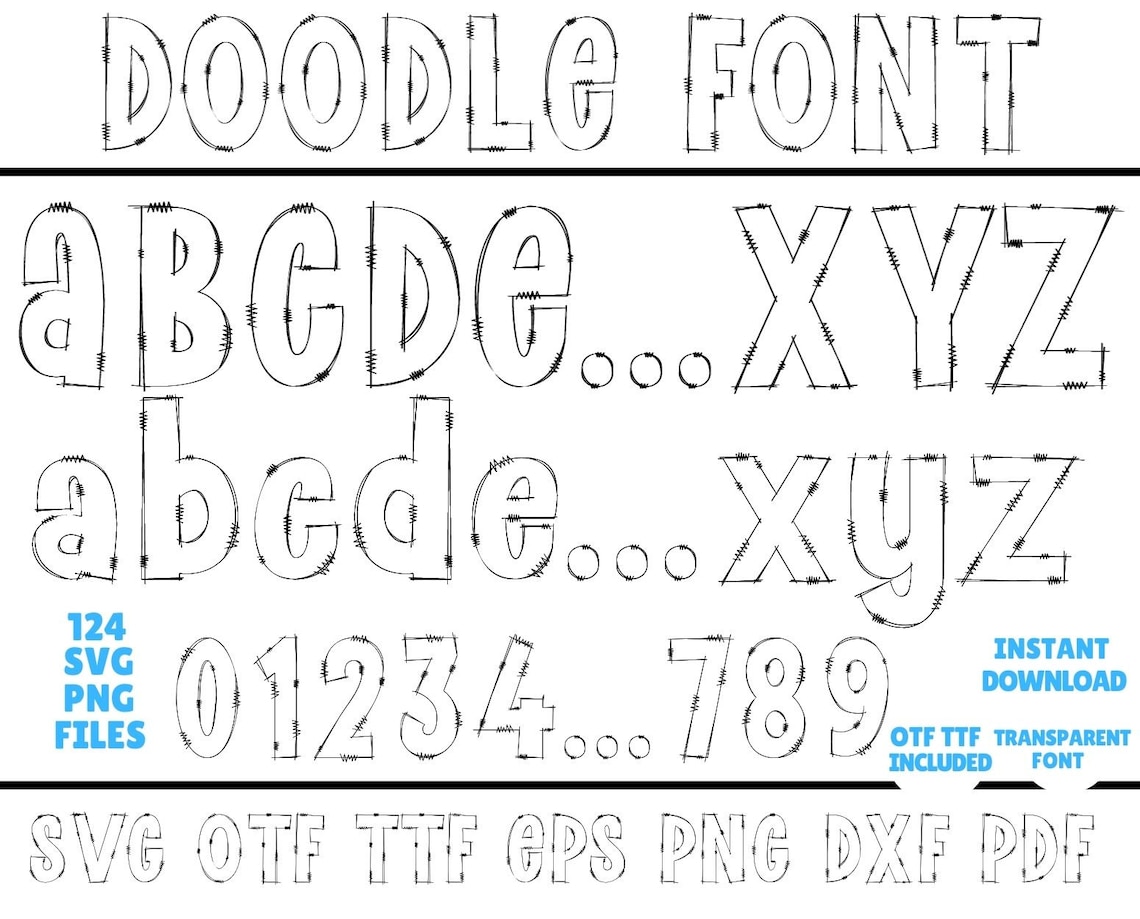 Doodle Font SVG, Doodle Letters SVG, Doodle Font, Doodle Letters, Hand ...