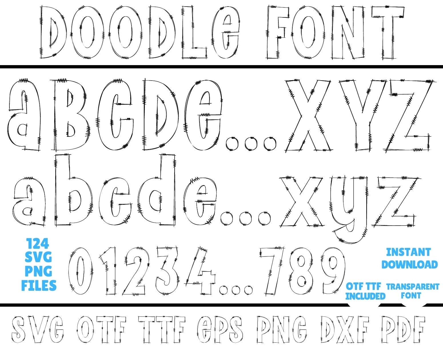 Doodle Font SVG, Doodle Letters SVG, Doodle Font, Doodle Letters, Hand ...