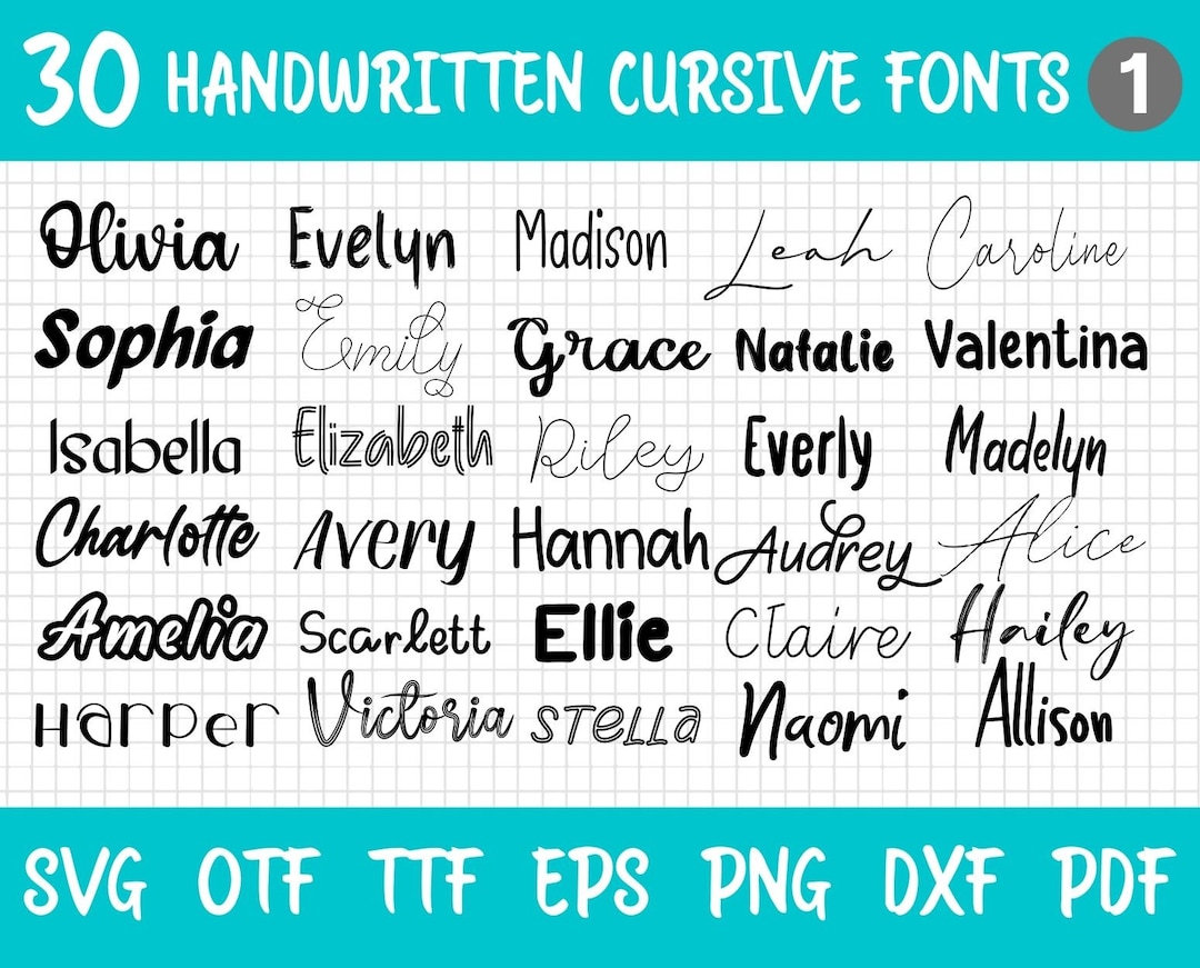 30 Handwritten Fonts, Font Bundle, Cursive Font SVG, SVG Fonts ...