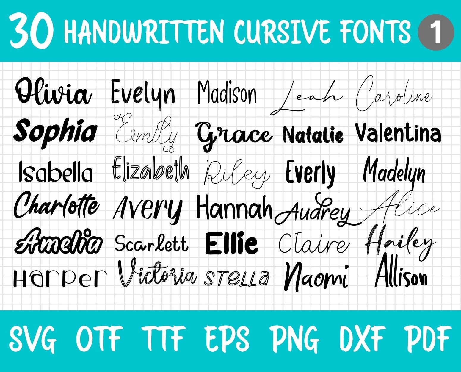 30 Handwritten Fonts, Font Bundle, Cursive Font SVG, SVG Fonts ...