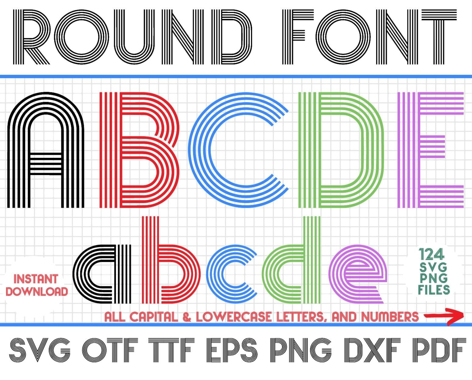 Round Font, Round Font SVG, Round Font PNG, Round Letters SVG, Round ...