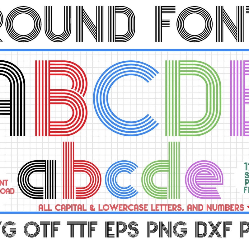 Round Stencil Font - Etsy