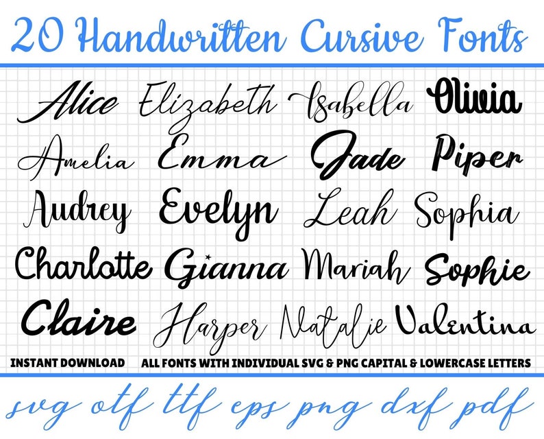20 Handwritten Fonts, Font Bundle, Script Fonts, Cursive Font Svg, Svg Fonts, Signature Fonts ...