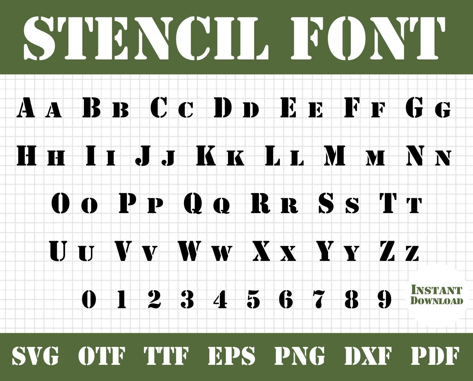 Stencil Font, Stencil Font SVG, Stencil Alphabet SVG, Army, Army Font ...