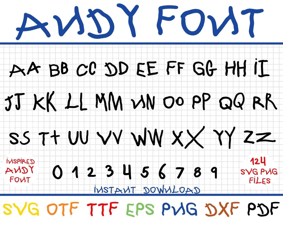 Andy Font SVG, Andy Alphabet Font, Andy Alphabet, Andy Alphabet SVG ...