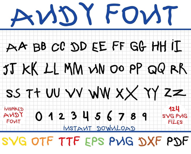 Andy Font SVG, Andy Alphabet Font, Andy Alphabet, Andy Alphabet SVG ...