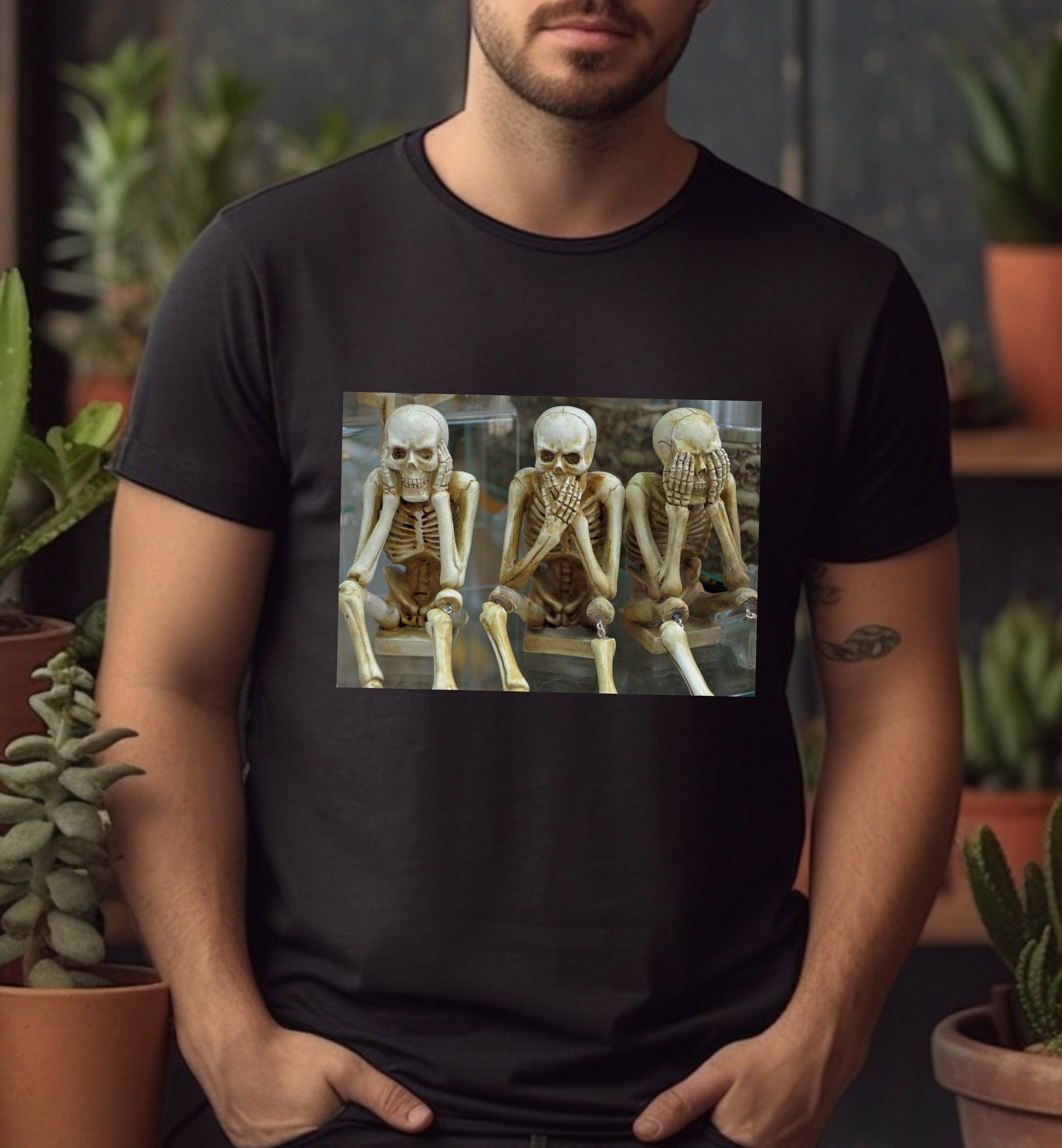 Skeleton Halloween T-shirt for spooky nights, unisex gothic skeleton ...