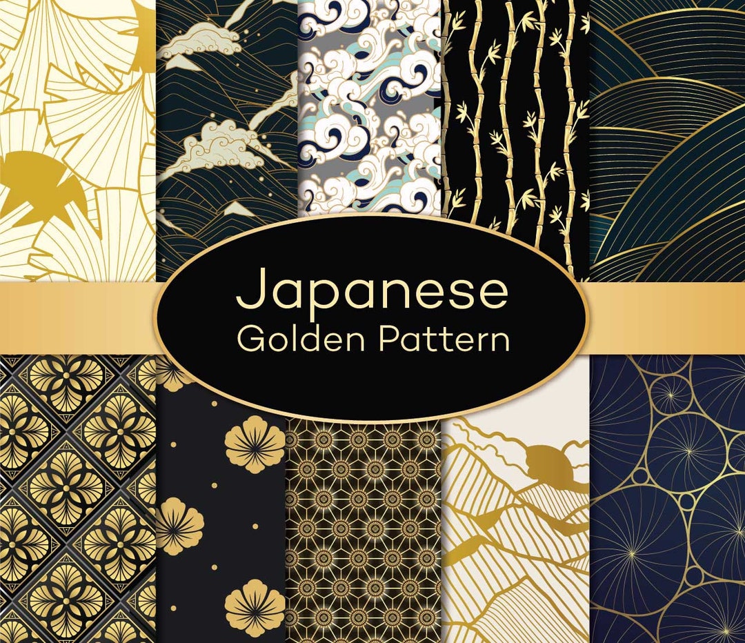 Gold Japanese Pattern, Digital Pattern, Gold Pattern, Printable ...