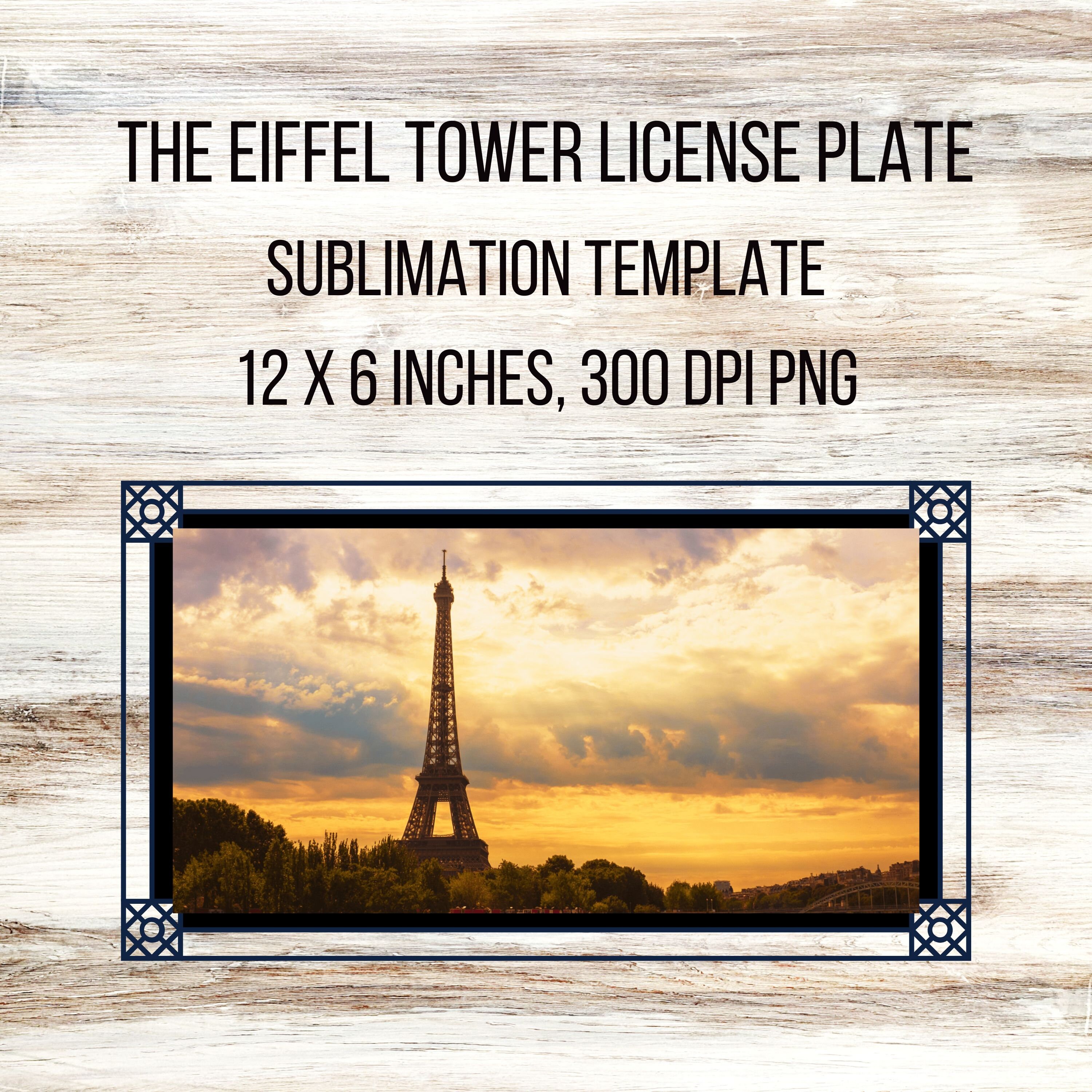 Eiffel Tower License Plate Sublimation Design Paris License - Etsy