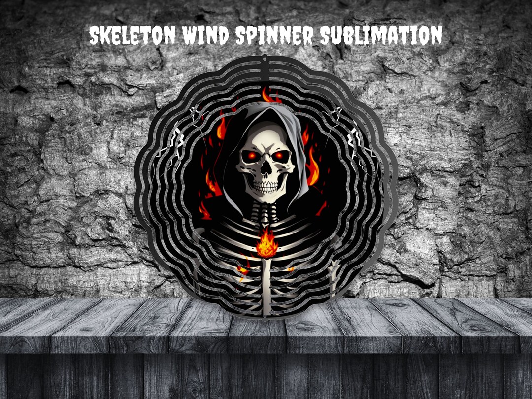 Skeleton Wind Spinner Art, Creepy Skeleton Wind Spinner PNG Sublimation ...
