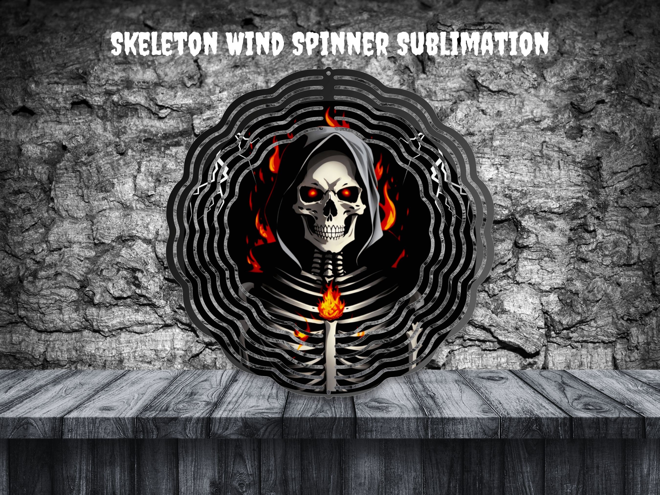 Skeleton Wind Spinner Art, Creepy Skeleton Wind Spinner PNG Sublimation ...