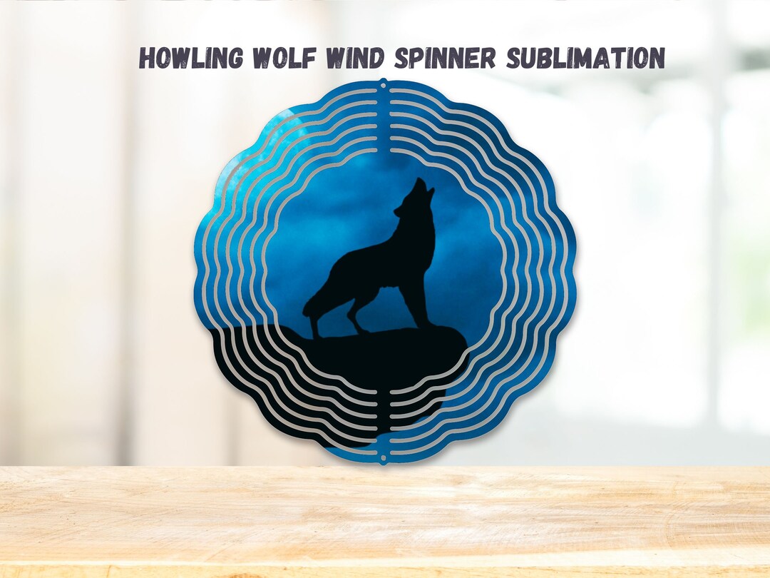 Howling Wolf Wind Spinner Art, Animal Wind Spinner PNG Sublimation ...