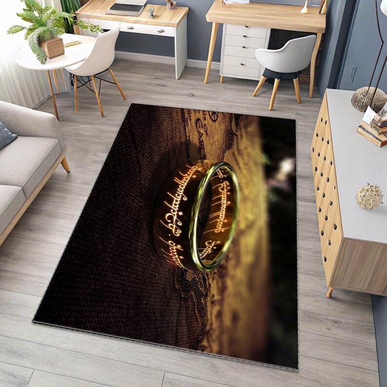 Middle Earth Rug, LOTR Rings Design, Hobbit Decor - Etsy