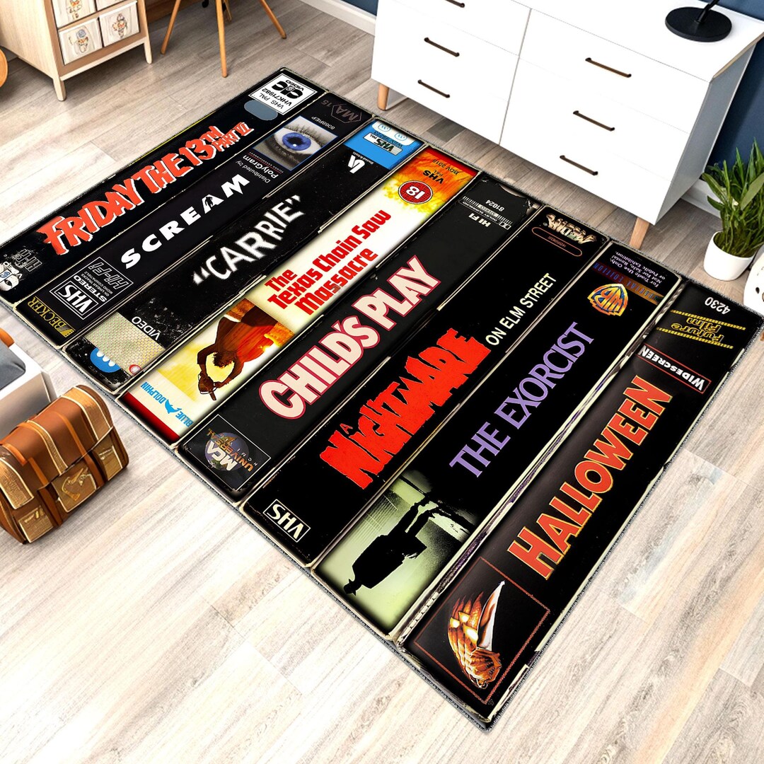 Horror Movie VHS Rug, Cotton Area Rug - Etsy