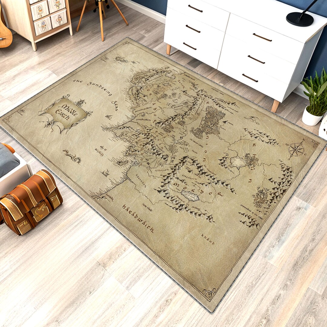 Middle Earth Map Rug, LOTR Rug, LOTR Map Rug, Map Rug, Cool Rugs ...