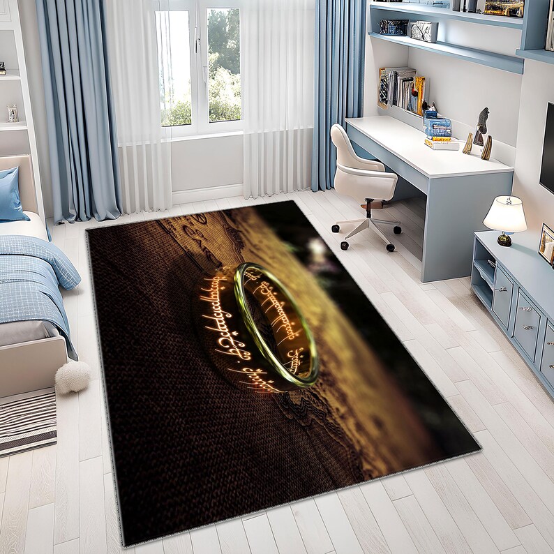 Middle Earth Rug, LOTR Rings Design, Hobbit Decor - Etsy