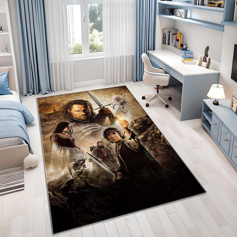 Middle Earth Inspired Rug, LOTR Movie Decor, Hobbit Aesthetic Rug - Etsy