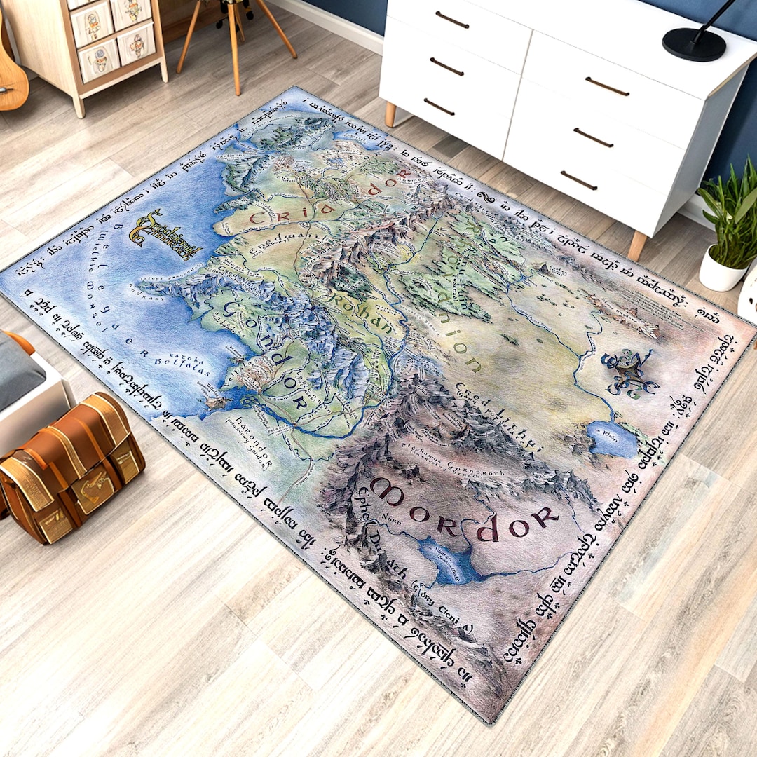 Middle Earth Map Rug, LOTR Rug, LOTR Map Rug, Map Rug, Cool Rugs ...