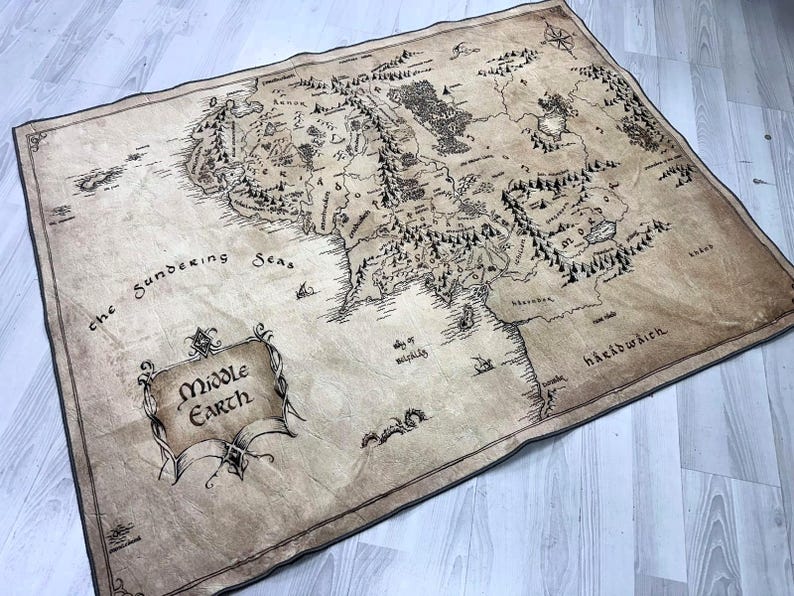 Middle Earth Map Rug, LOTR Decor, Fantasy Area Rug - Etsy Australia