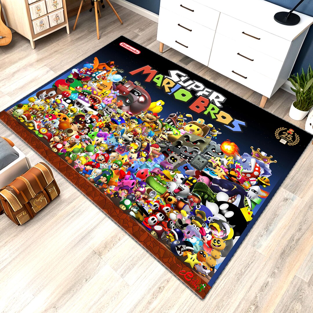 Nintendo Gamer Room, Mario Bros, Mario Fan Bedroom Mat, Retro Video ...