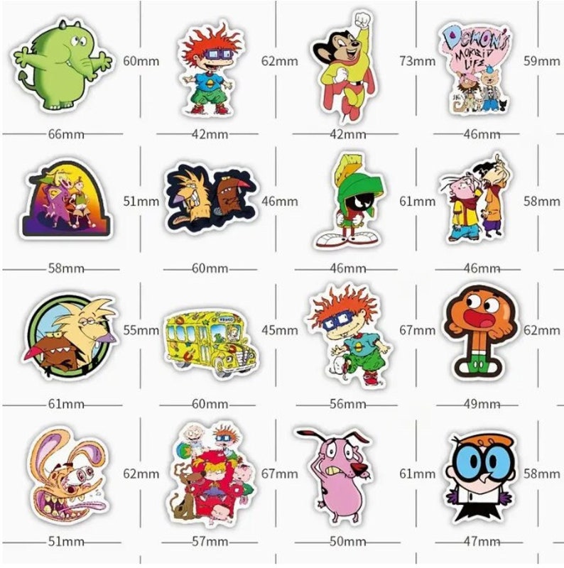50 Piece 90's Cartoon Vinyl Sticker Pack - Etsy