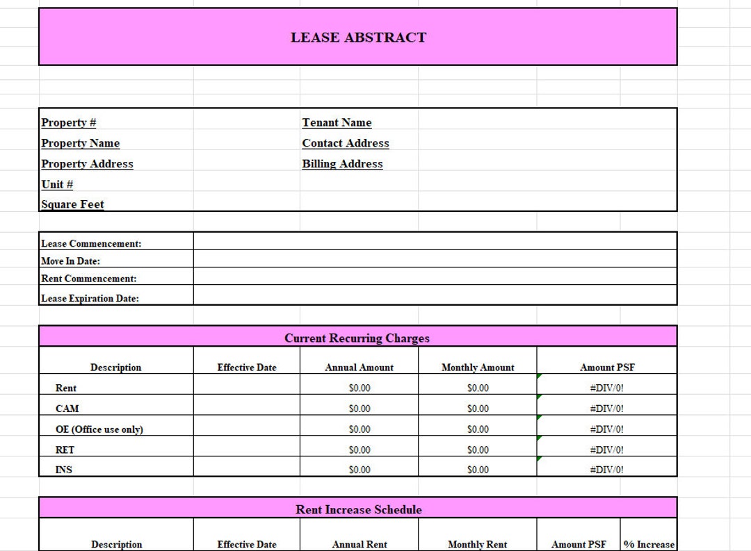 Basic Commercial Lease Abstract - Etsy